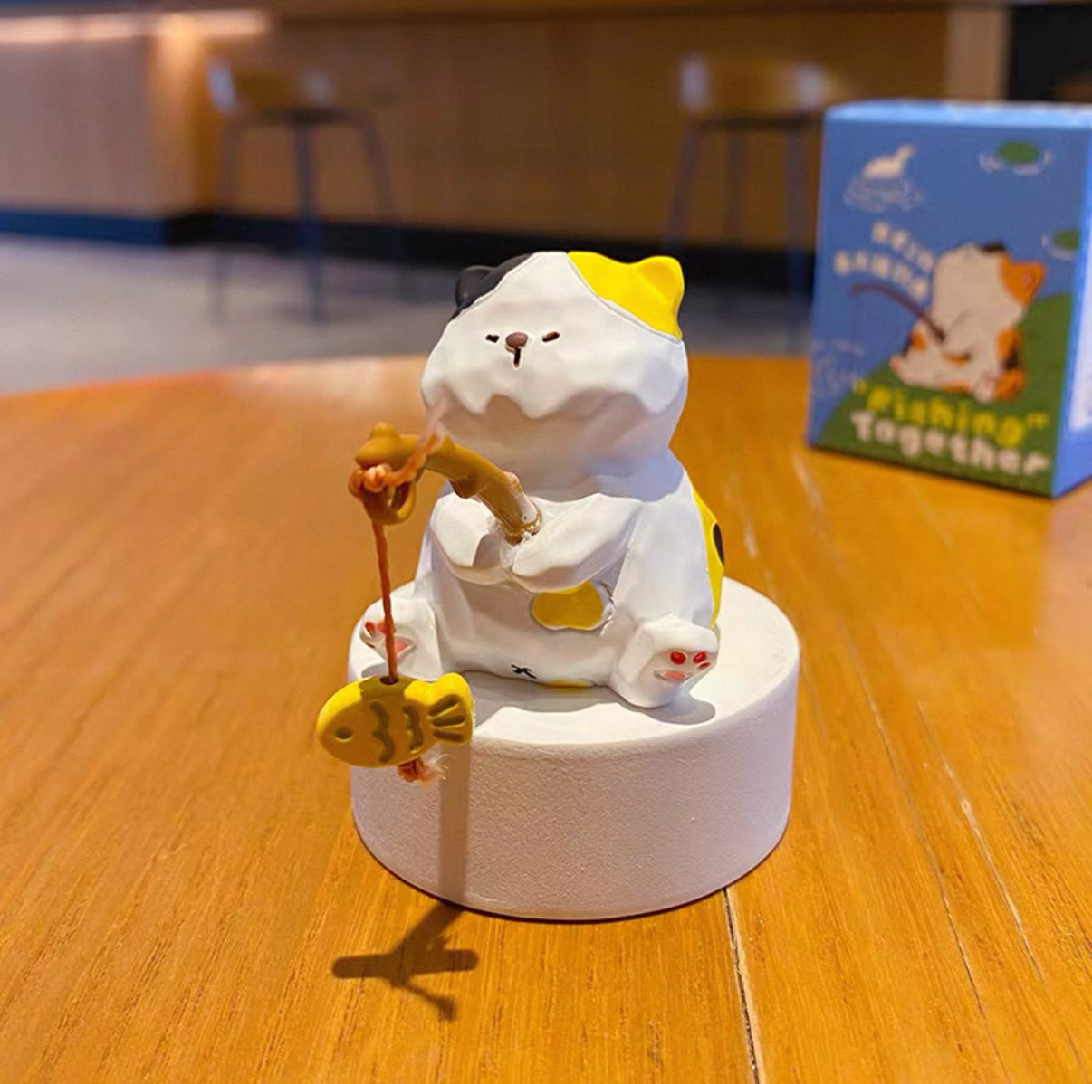 Woodcarving Jiang Taigong Fishing Series Figurine - Calico Cat ...